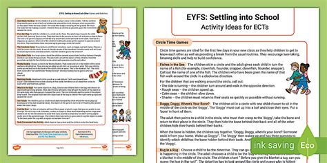 Eyfs Settling Into School Activity Ideas For Ects