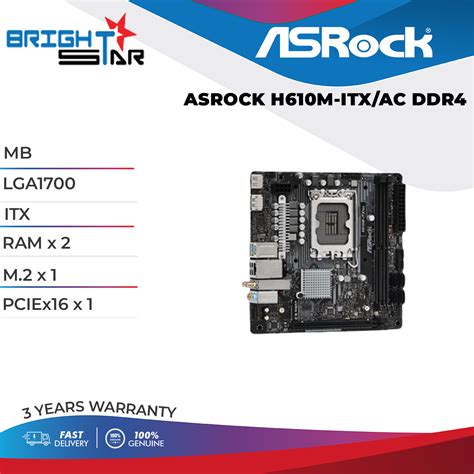 Asrock H610m Itx Ac Motherboard With Intel Processor Combo Lazada
