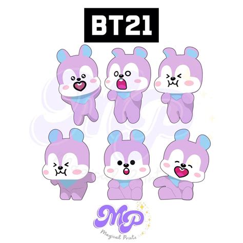 Bt21 Mang Digital Stickers Png Files Etsy Portugal
