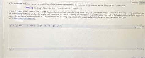 Solved 10 Points Save And Write A Function That Encrypts A