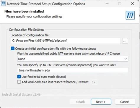 file ntp service set up config file doylegroup