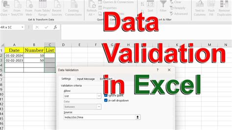 Data Validation Control User Input And Accuracy Excel Tutorial Part Youtube