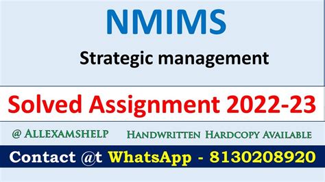 Nmims Assignment Strategic Management April 2023 Youtube