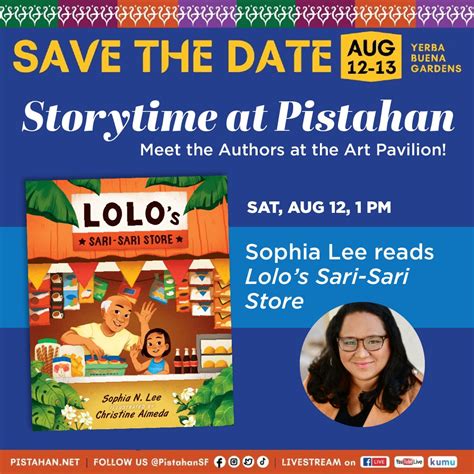 Sat 812 1pm 📗 Sophia Lee Reads Lolos Sari Sari Store At Pistahans