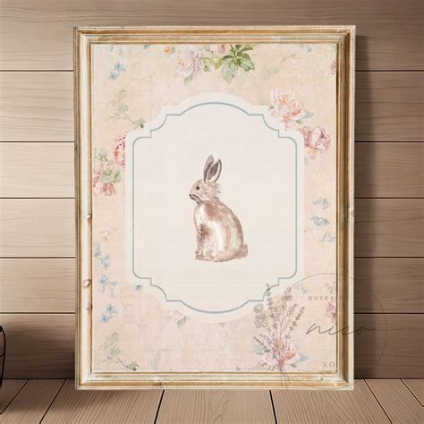 Vintage Inspired Bunny Rabbit Wall Art Digital Download Nursery Art