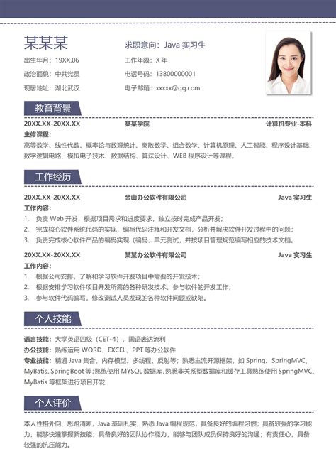 java简历模板免费下载word模板格式 简历模板资源网