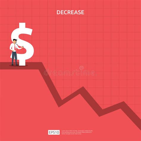 Concept Decrease Colum Chart With Fall Arrow Stock Vector