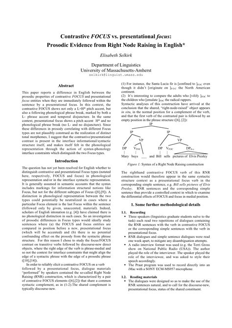 Pdf Contrastive Focus Vs Presentational Focus Prosodic Evidence