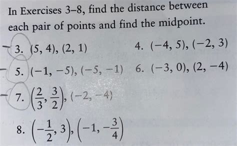 solved in exercises 3 8 find the distance between each pair