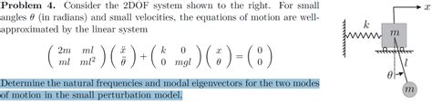 solved consider the 2dof system shown to the right for