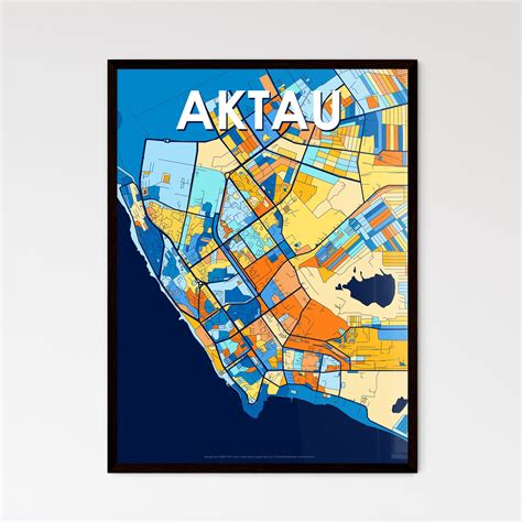 Aktau Kazakhstan Vibrant Map Poster Hebstreit