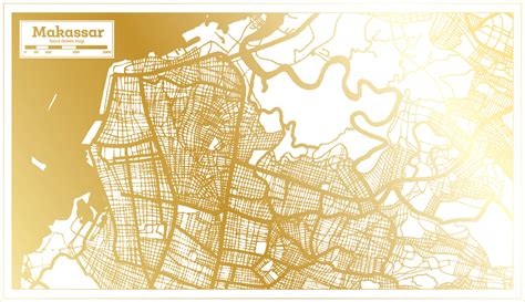 Makassar Indonesia City Map In Retro Style In Golden Color Outline Map