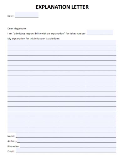 Letter Of Explanation Examples To Download