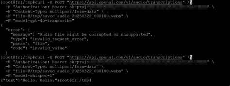 gpt 4o transcribe returns audio file might be corrupted or unsupported