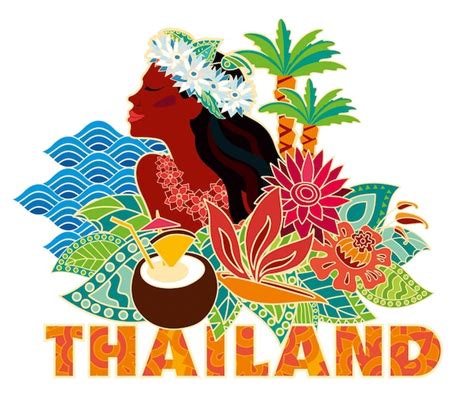 Adesivo Turístico Tailândia Garota Tailandesa Em Flores Decorativas E