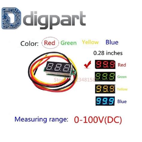 Jual Digital Voltmeter DC 0 28 Panel Mount LED Volt Meter 0 100V Merah Shopee Indonesia