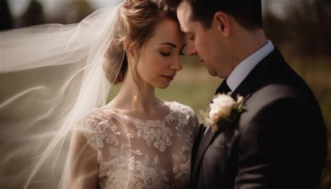 Casal Recém Casado Se Abraça No Lindo Pôr Do Sol De Verão Gerado Por Ia
