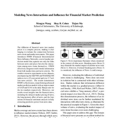Modeling News Interactions And Influence For Financial Market Prediction Acl Anthology