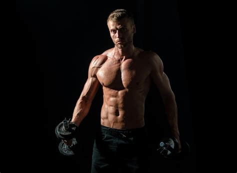 Premium Photo Fit Man Young Muscular Man With Naked Torso Working Out In Gym Athletic Male