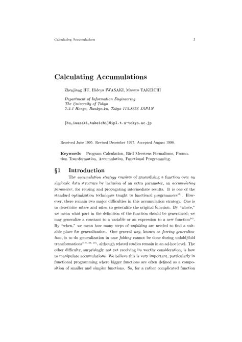 Pdf Calculating Accumulations