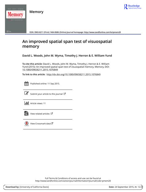 Pdf An Improved Spatial Span Test Of Visuospatial Memory