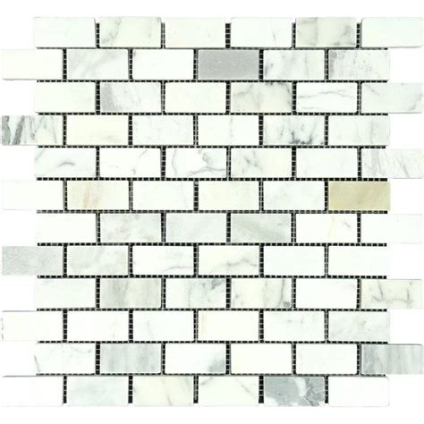 Calacatta Gold Marble 1x2 Polished Mosaic Tile Tilestate