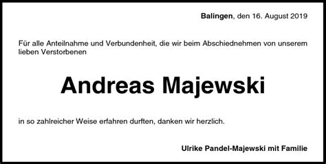 Traueranzeigen Von Andreas Majewski Schwarzwälder Bote Trauer