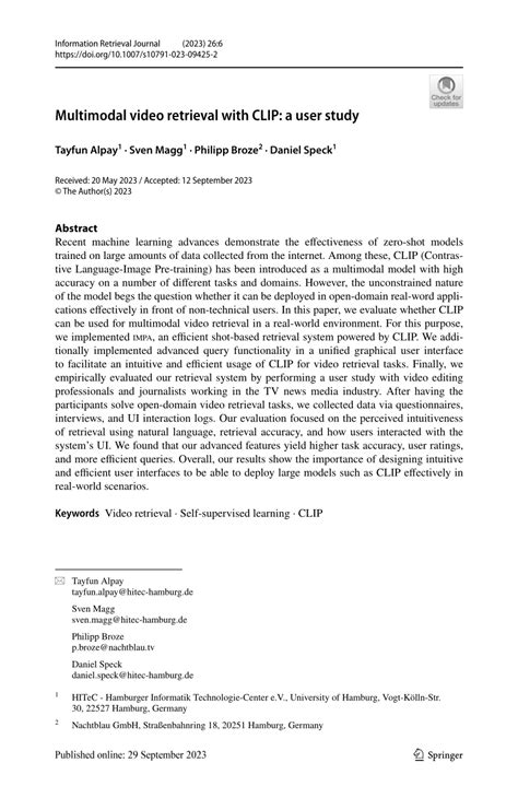 PDF Multimodal Video Retrieval With CLIP A User Study