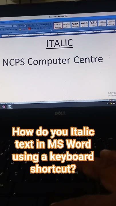 How Do You Italicize Text In Ms Word Using A Keyboard Shortcut