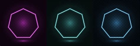 네온 육각형 프레임 이중 윤곽선 육각형 네온 테두리 세트 복사 공간이 있는 기하학적 모양 소셜 미디어 스토리를 위한 미래지향적인