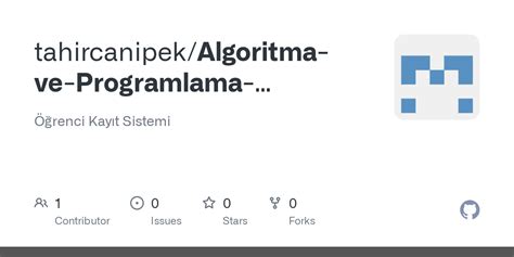 GitHub tahircanipek Algoritma ve Programlama Ogrenci Kayit Sistemi Öğrenci Kayıt Sistemi
