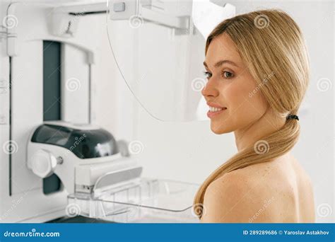 Young Woman Doing Mammogram X Ray For Breast Cancer Prevention