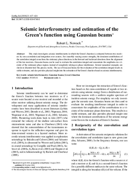 Pdf Seismic Interferometry And Estimation Of The Greens Function