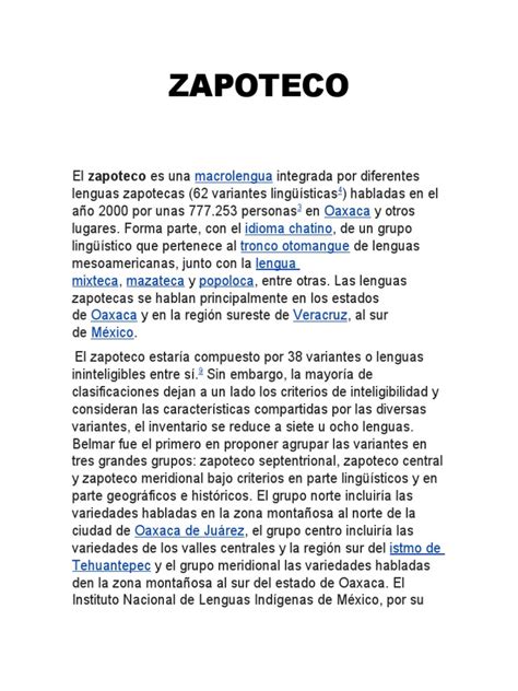 Lengua Zapoteca Historia Y Variantes Pdf Pueblos Indígenas De