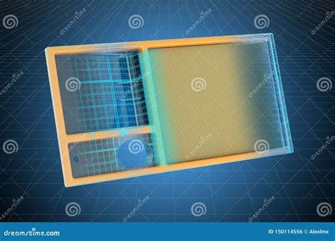 Visualization D Cad Model Of Air Filter Blueprint D Rendering Stock Illustration
