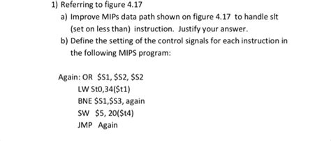 1 Referring To Figure 4 17 A Improve MIPs Data Path Chegg Com