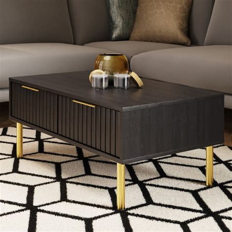 Black Calista Coffee Table Self Assembly Oak World