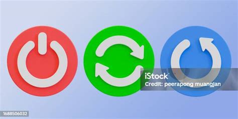 종료 새로 고침 및 다시 시작 아이콘의 3d 세트입니다 3d 그림입니다 0명에 대한 스톡 사진 및 기타 이미지 0명 3차원 형태 데스크탑 컴퓨터 Istock