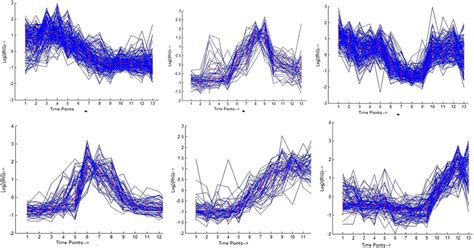 cluster profile plots for serum dataset obtained by fuzzy vmodeps