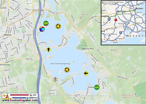Boston Kayaker Kayaking On Webster Lake Aka Lake Chaubunagungamaug