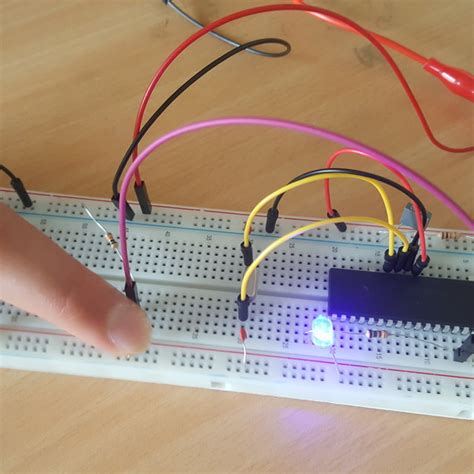 The Circuit Of Hello World Project On A Breadboard Download