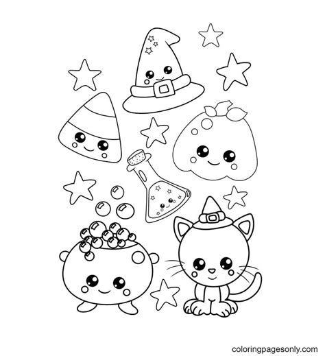 20 Kawaii Halloween Coloring Pages Free Printable Pdf And Online Coloring