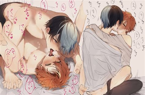 Rule 34 2boys Aoyagi Touya Bed Bed Sheet Bedroom Bedroom Sex Blush