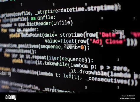 Source Code Lines On A Computer Screen Screen Pixels Can Be Seen Stock