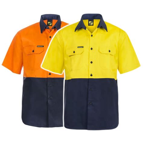 Ws3023 Hi Vis Cotton Drill Tradie Work Shirts 🔥 Safe T Rex Safe T
