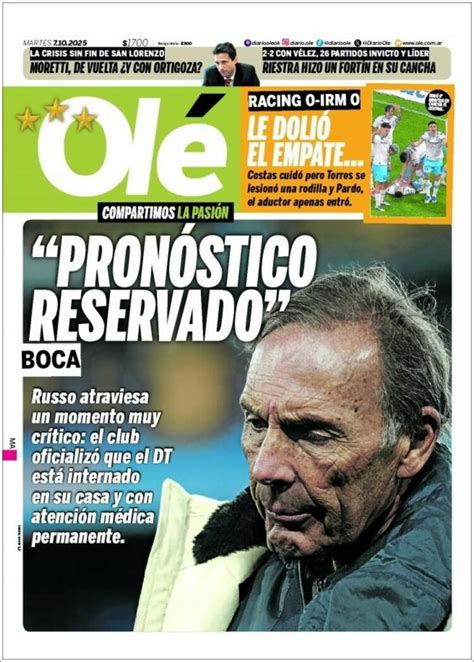 Periódico Olé Argentina Periódicos De Argentina Edición De Martes