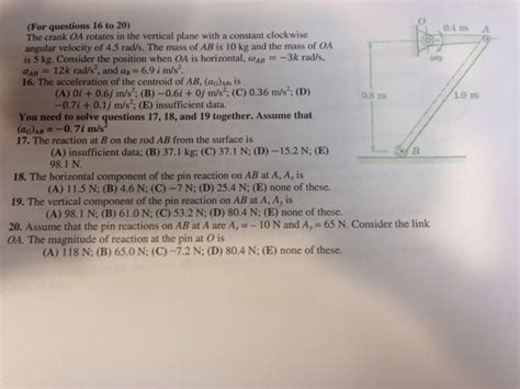 Solved The Crank Oa Rotates In The Vertical Plane With A