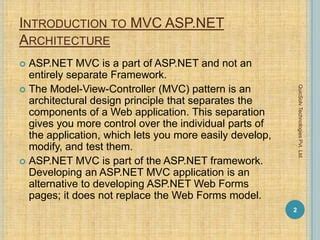 Introduction To Mvc Architecture PPT