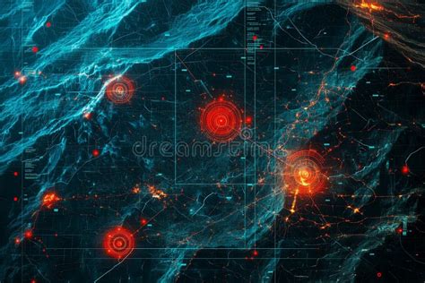 High Tech Surveillance Satellite View Capturing Urban Activity And Mapping Data Points Across A