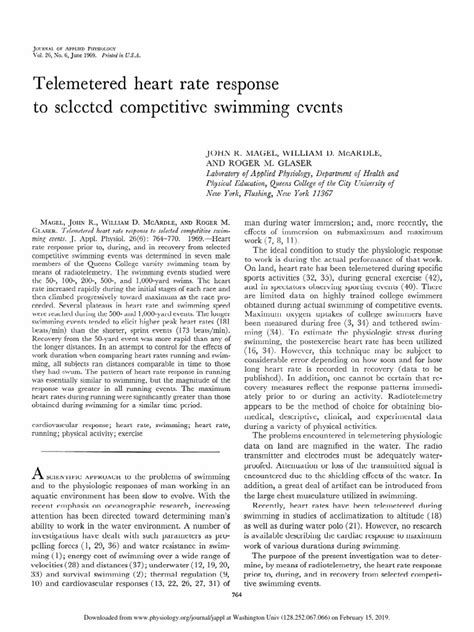Magel 1969 Pdf Swimming Sport Heart Rate